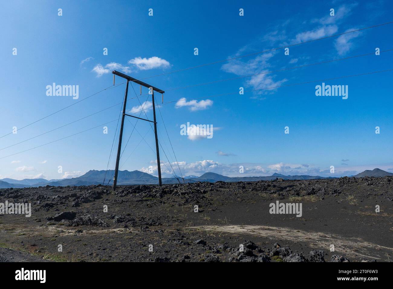 Power lines in the Countryside, Iceland Stock Photo - Alamy