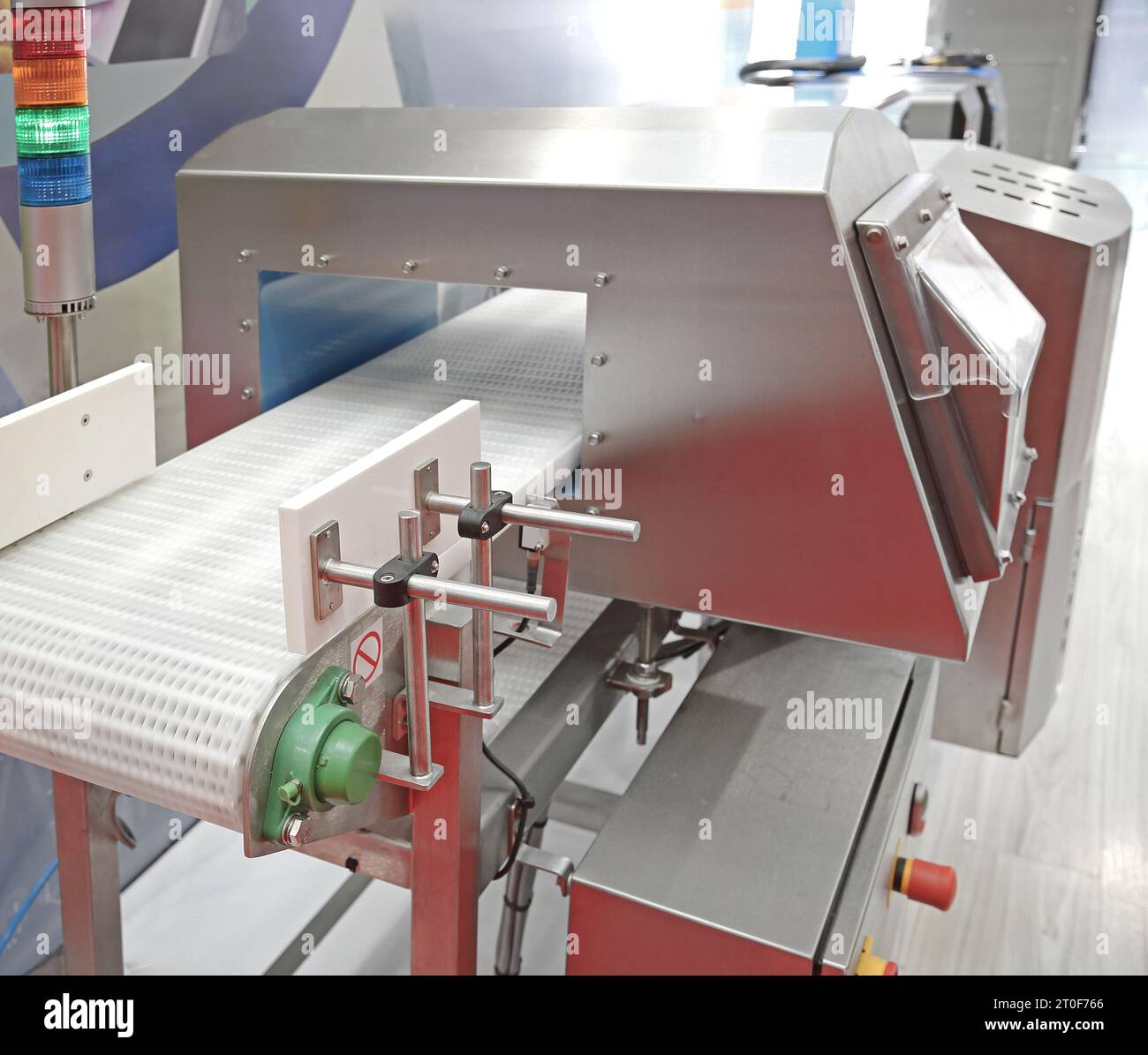 Metal Detector at Conveyor Belt and Stack Lights in Factory Production ...