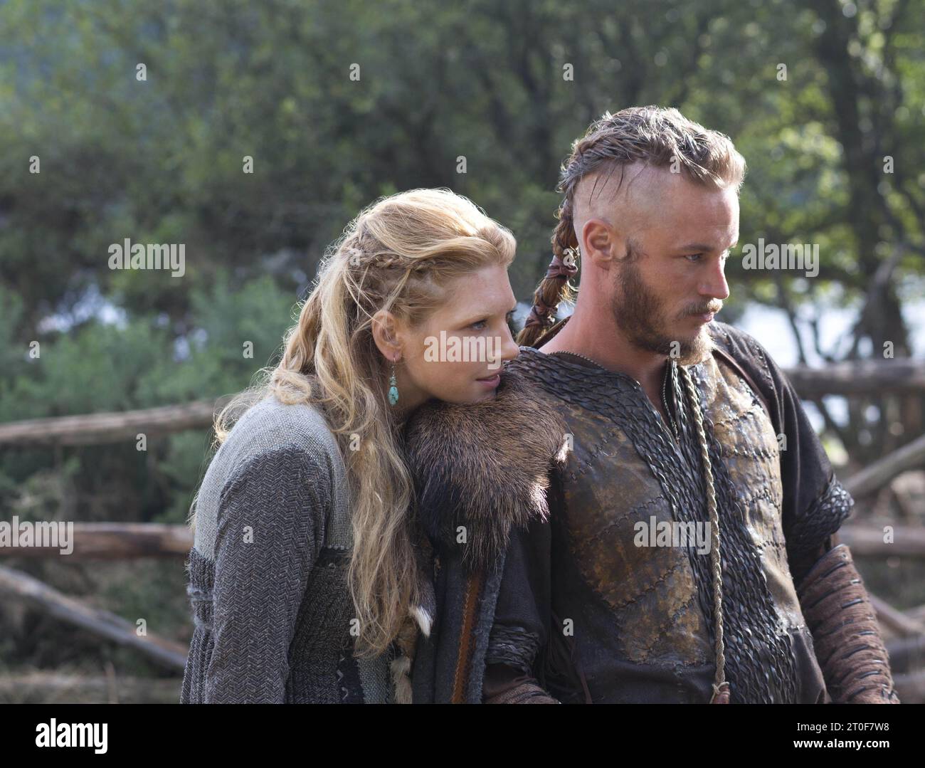 USA. Katheryn Winnick and Travis Fimmel in a scene from the ©History Channel series : Vikings ...