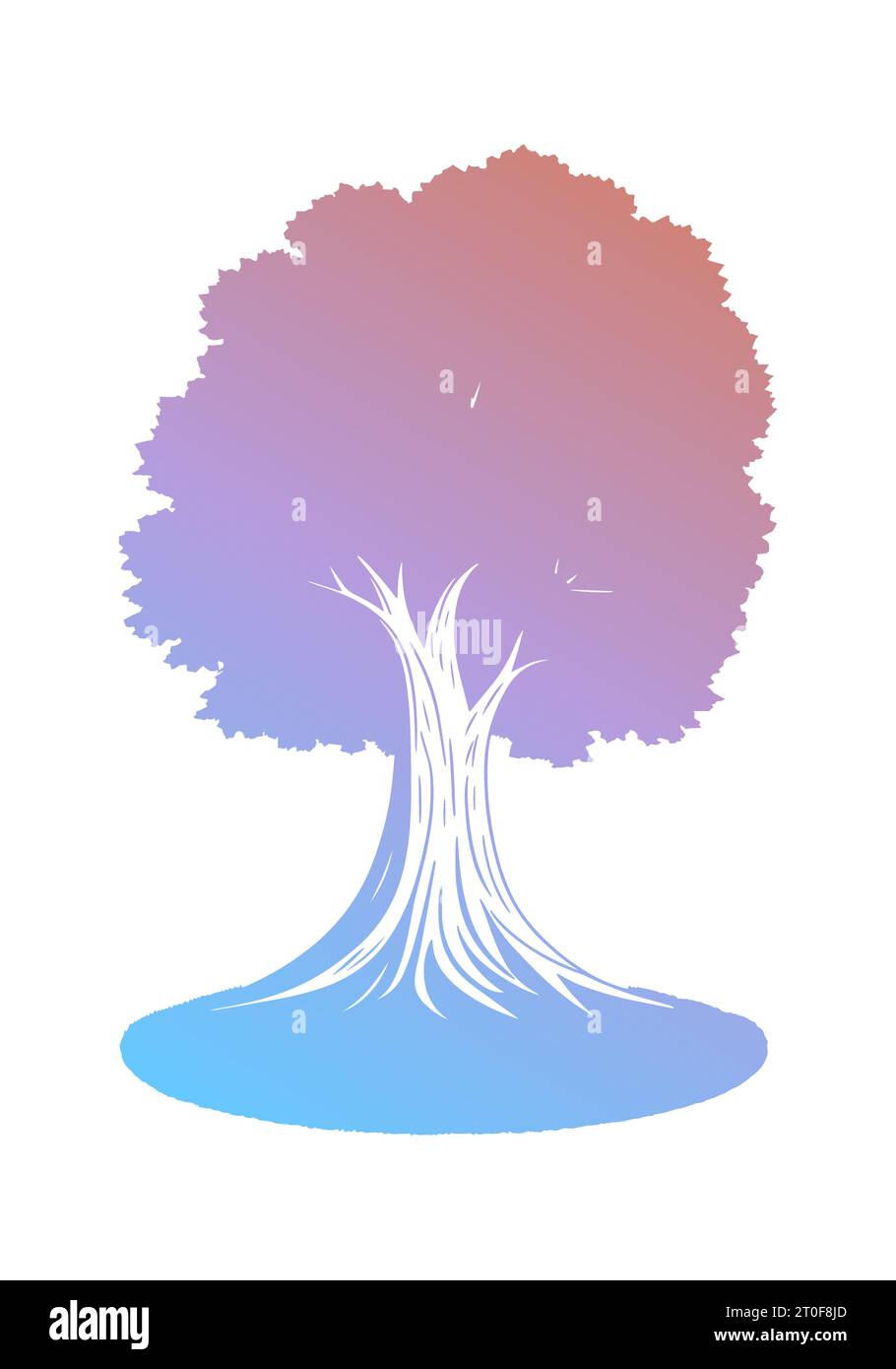 Silhouette of a deciduous tree with soft gradient. Isolated vector ...