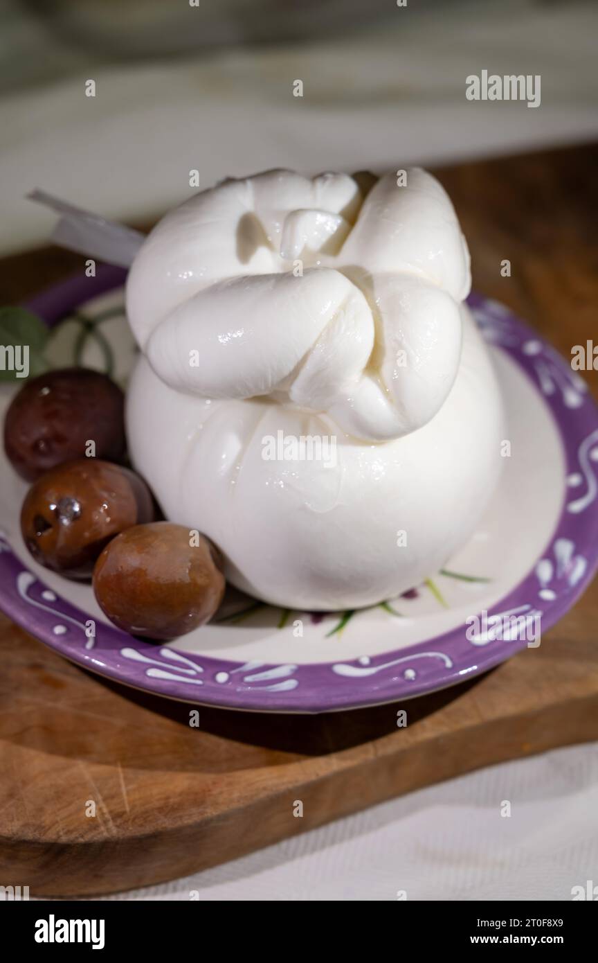 Cheese collection, fresh soft handmade Italian cheese from Puglia ...