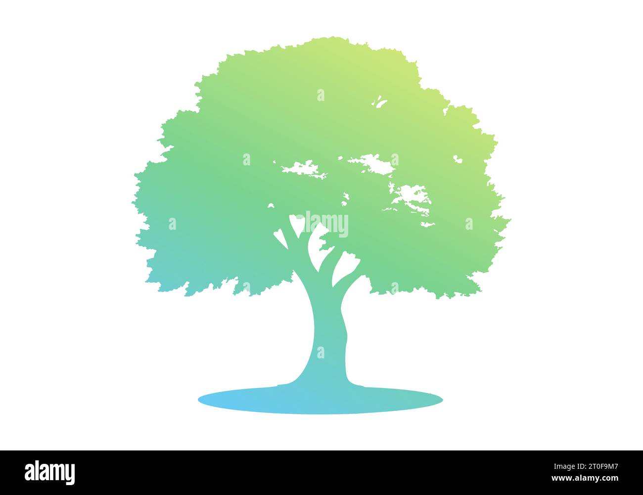 Silhouette of a deciduous tree with soft gradient. Isolated vector ...