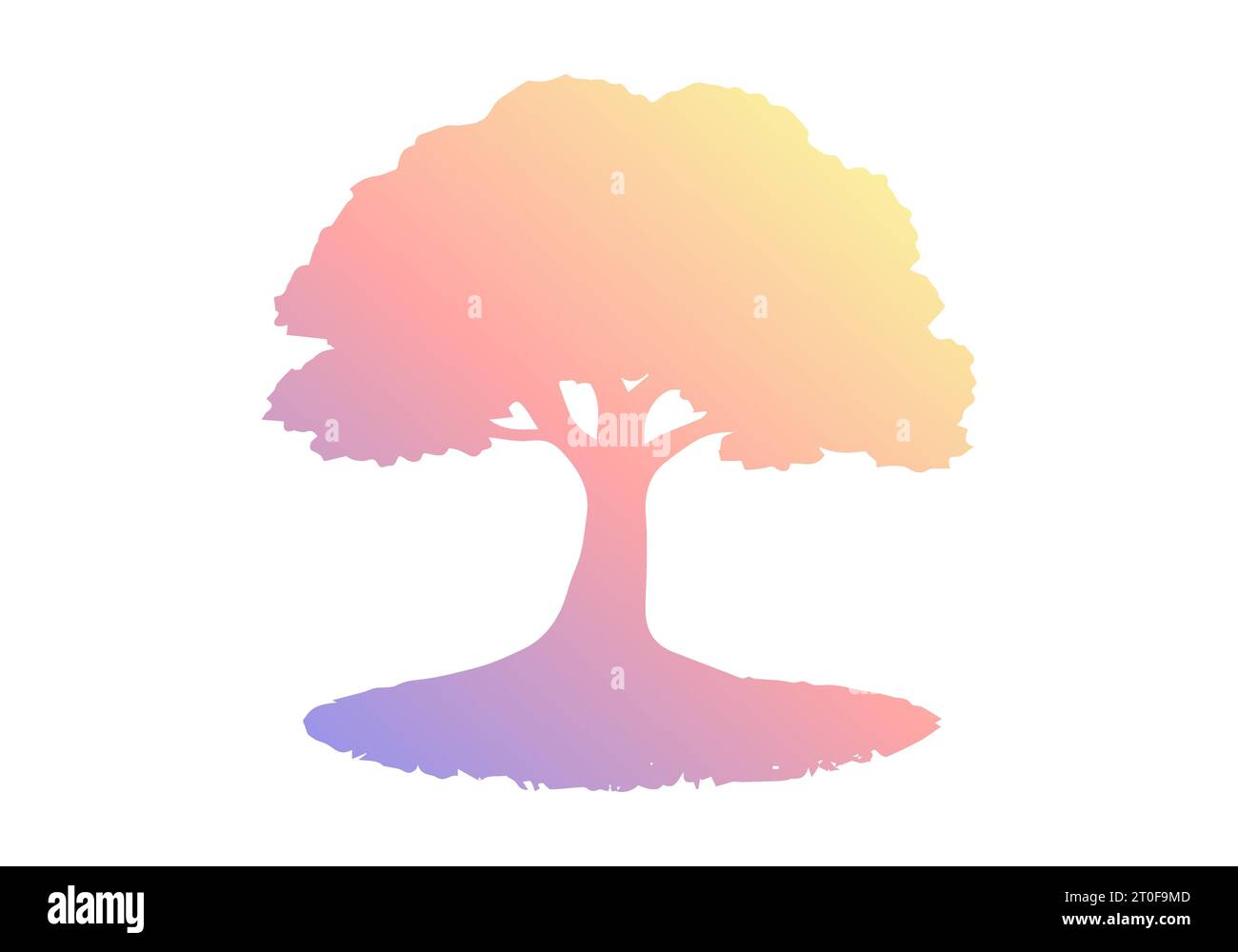 Silhouette of a deciduous tree with soft gradient. Isolated vector ...