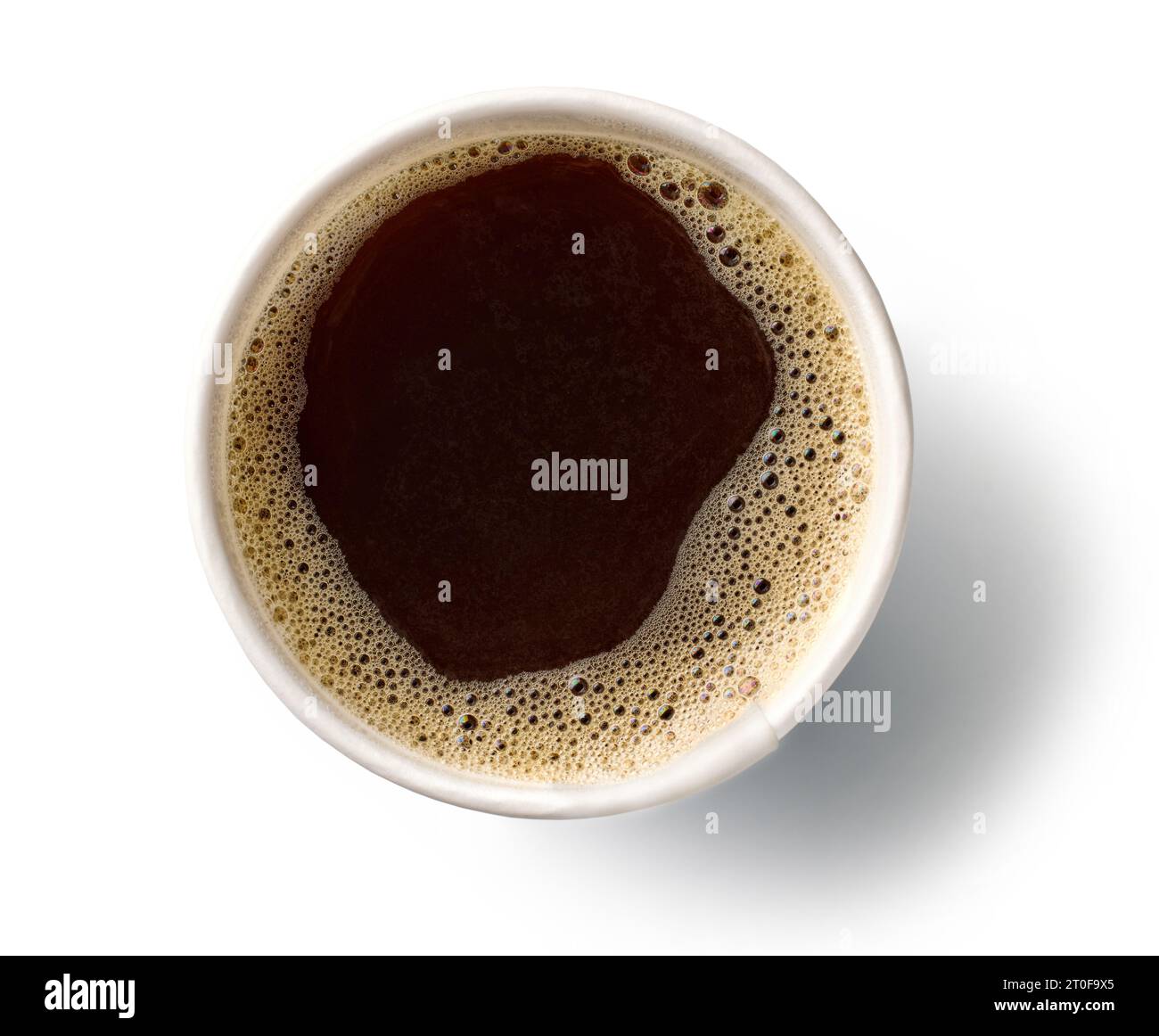 cup of natural black americano coffee isolated on white background, top ...