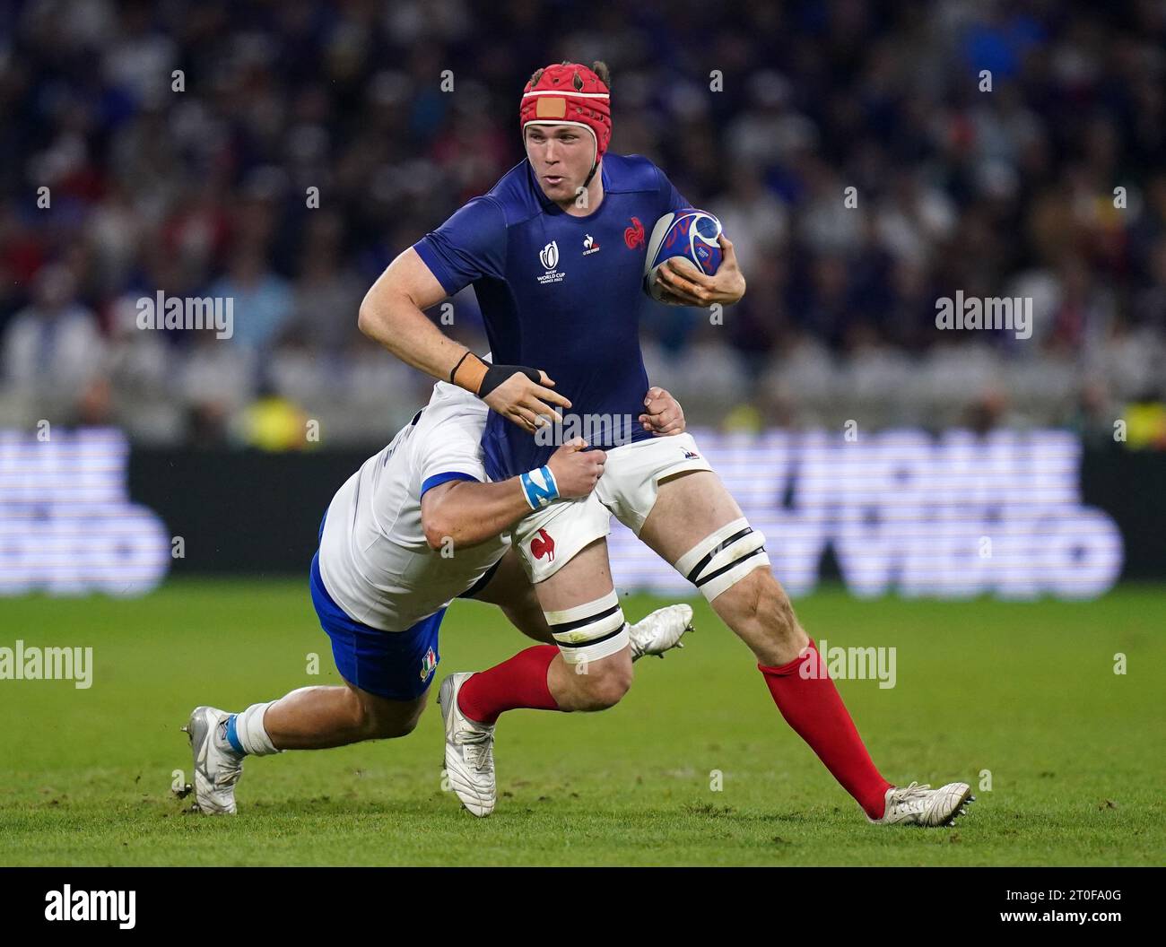 France's Thibaud Flament is tackled by Italy's Pietro Ceccarelli during ...