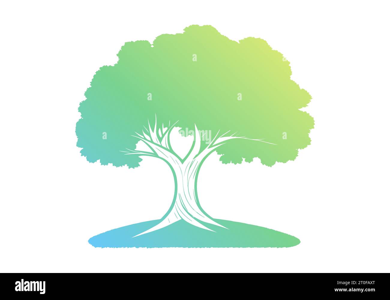 Silhouette of a deciduous tree with soft gradient. Isolated vector ...