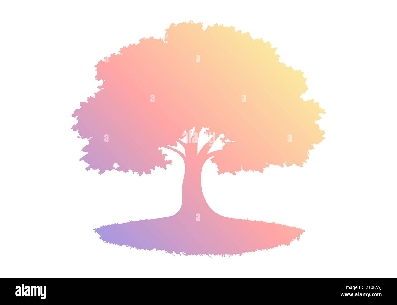 Silhouette of a deciduous tree with soft gradient. Isolated vector ...