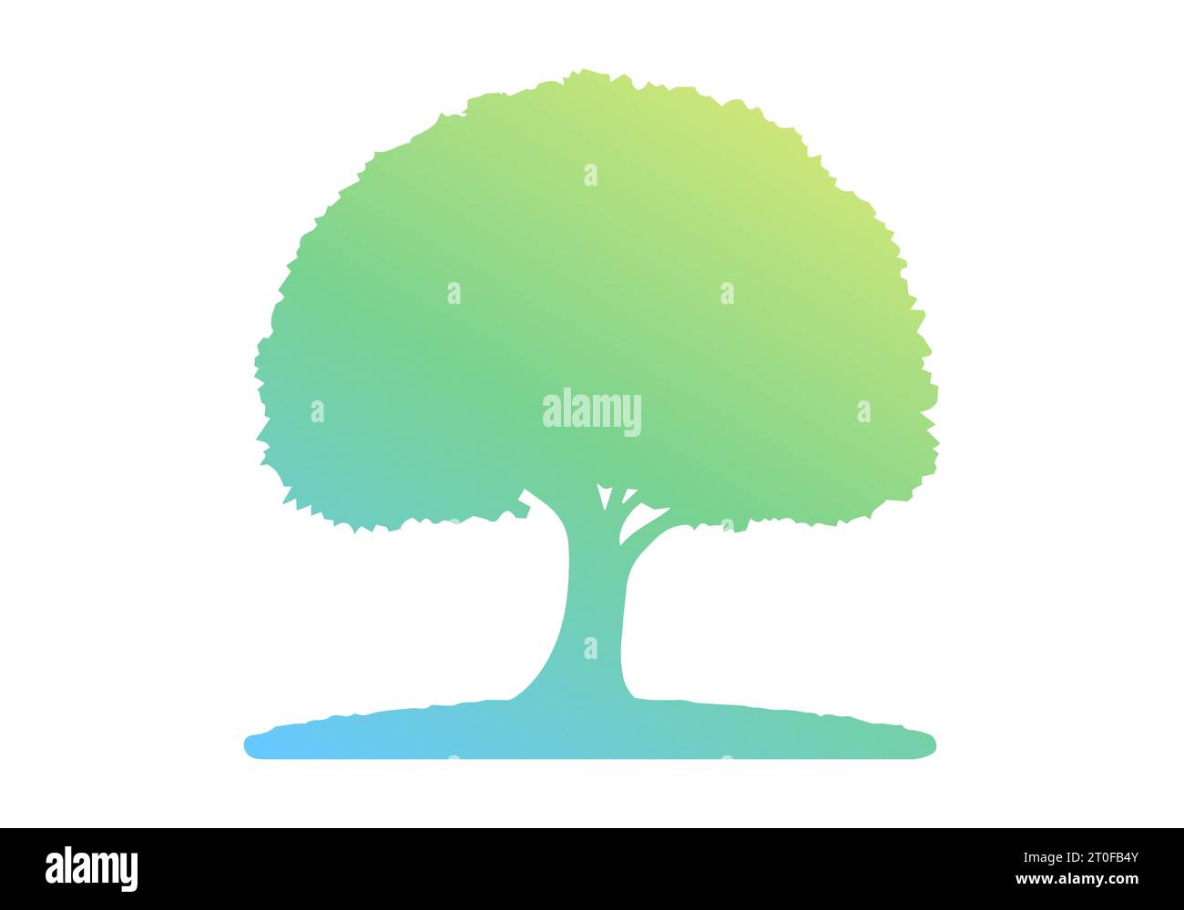 Silhouette of a deciduous tree with soft gradient. Isolated vector ...