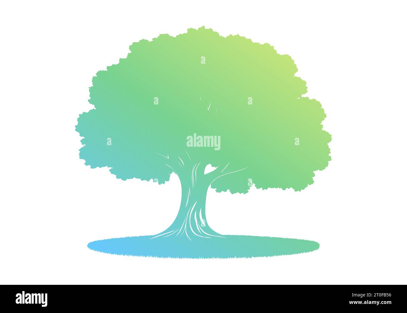 Silhouette of a deciduous tree with soft gradient. Isolated vector ...