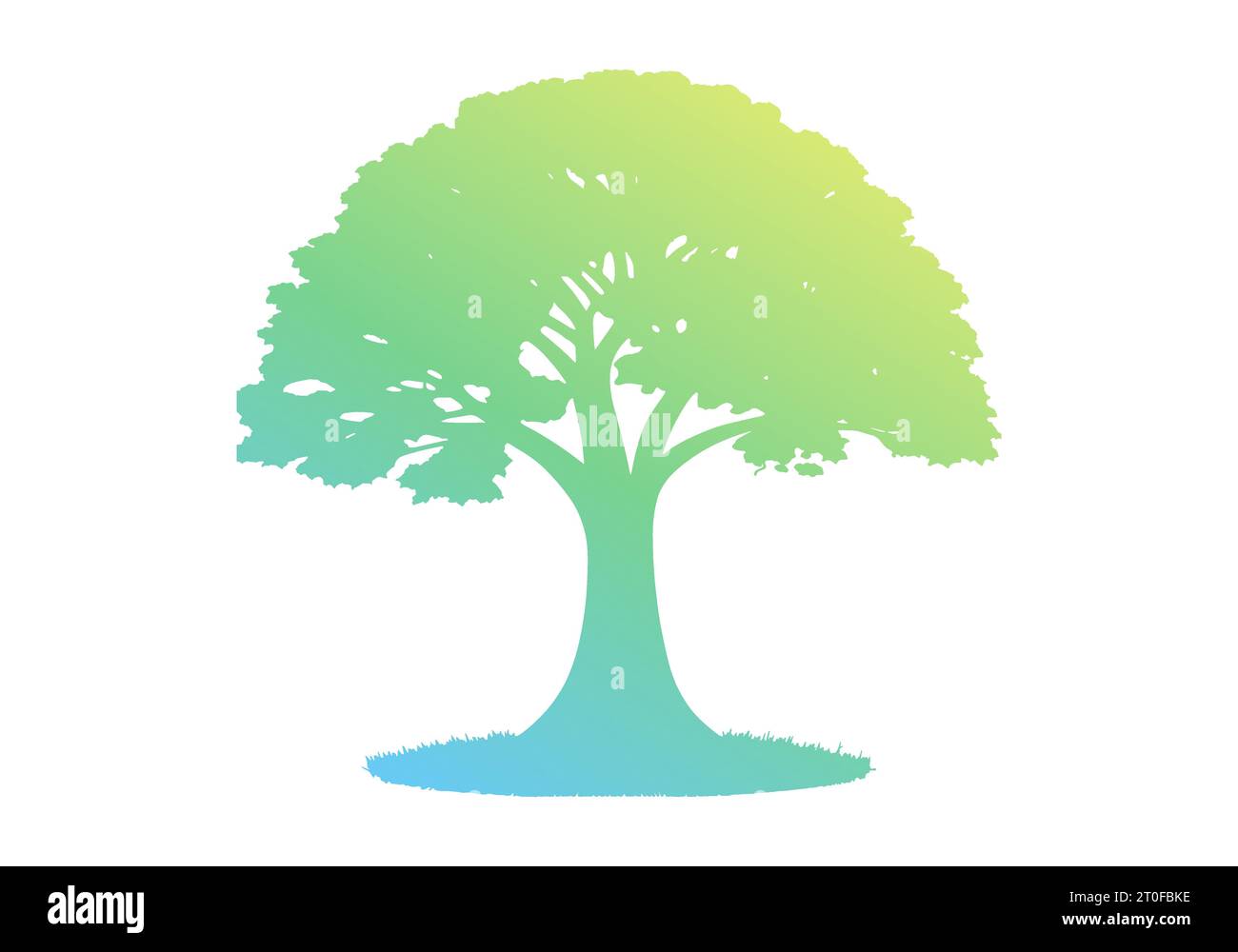 Silhouette of a deciduous tree with soft gradient. Isolated vector ...
