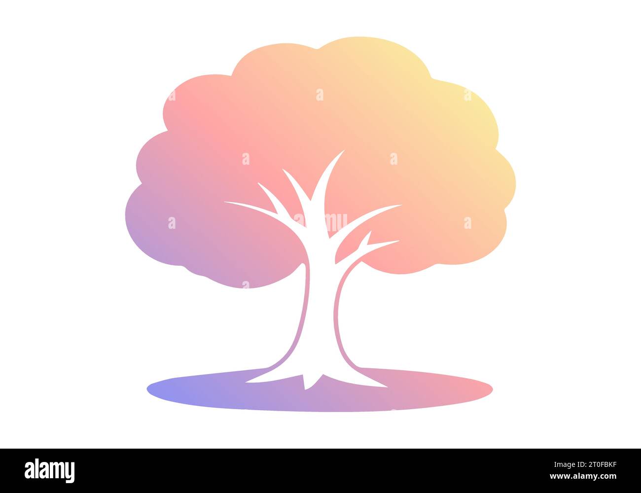 Silhouette of a deciduous tree with soft gradient. Isolated vector ...