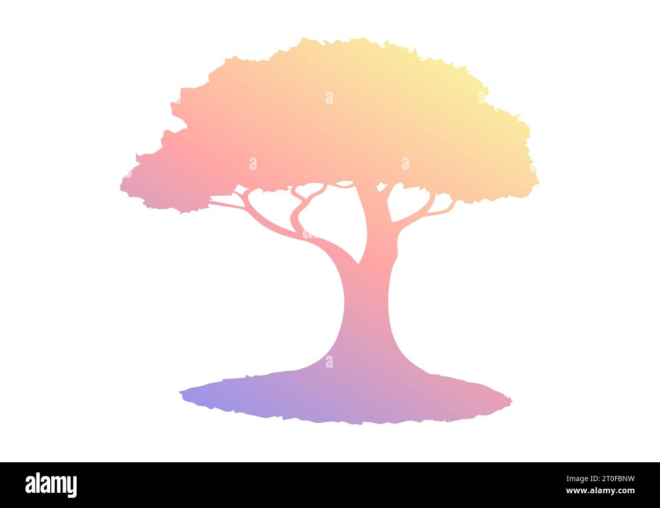 Silhouette of a deciduous tree with soft gradient. Isolated vector ...