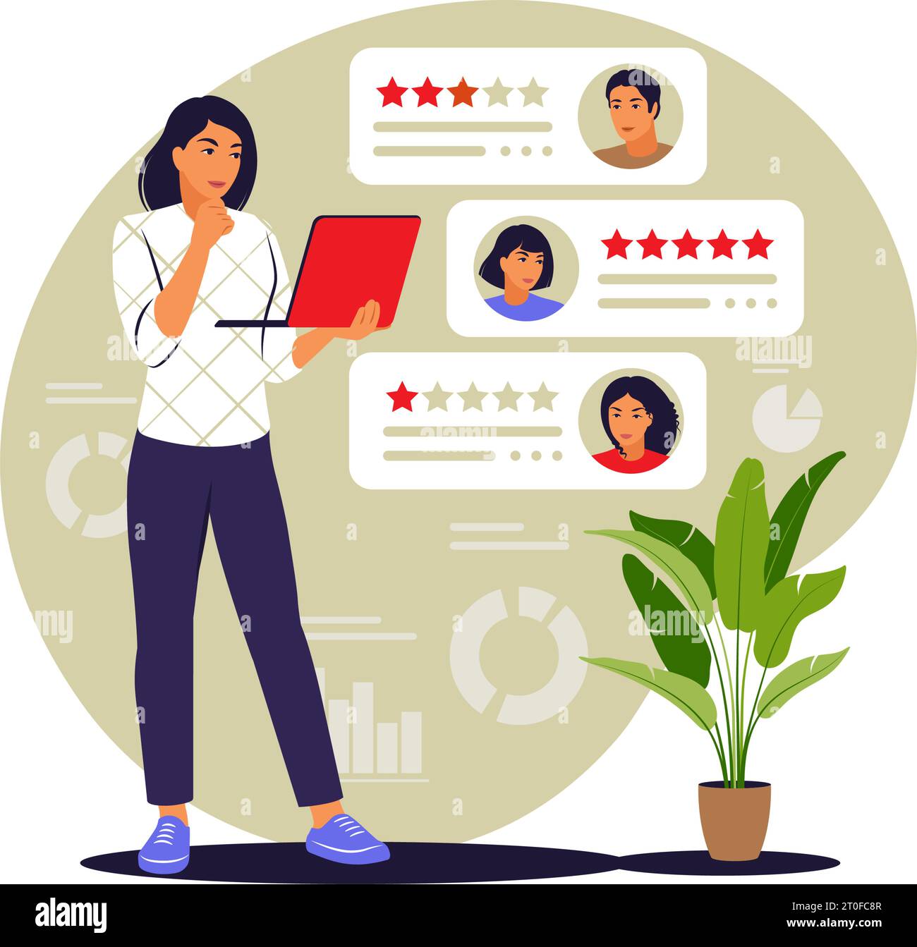 Online reviews concept. Star rating. Feedback concept. Vector illustration. Flat Stock Vector ...