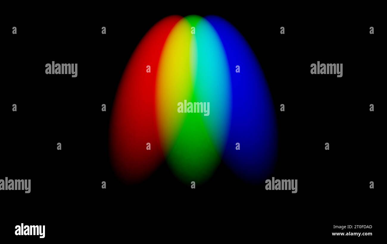 RGB spot light in a dark background mixing a color Stock Photo - Alamy