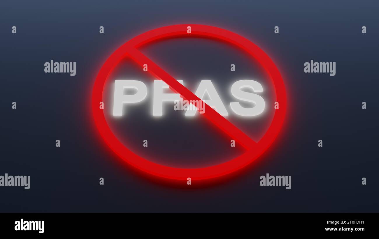 Sign no for PFAS in food - shining illuminated Stock Photo - Alamy