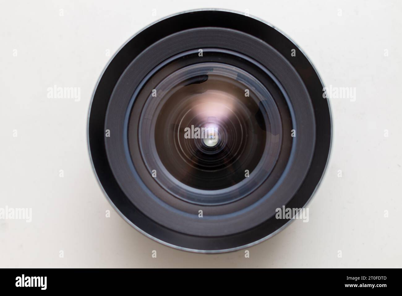 Professional wide-angle lens - shallow focus - white background Stock ...