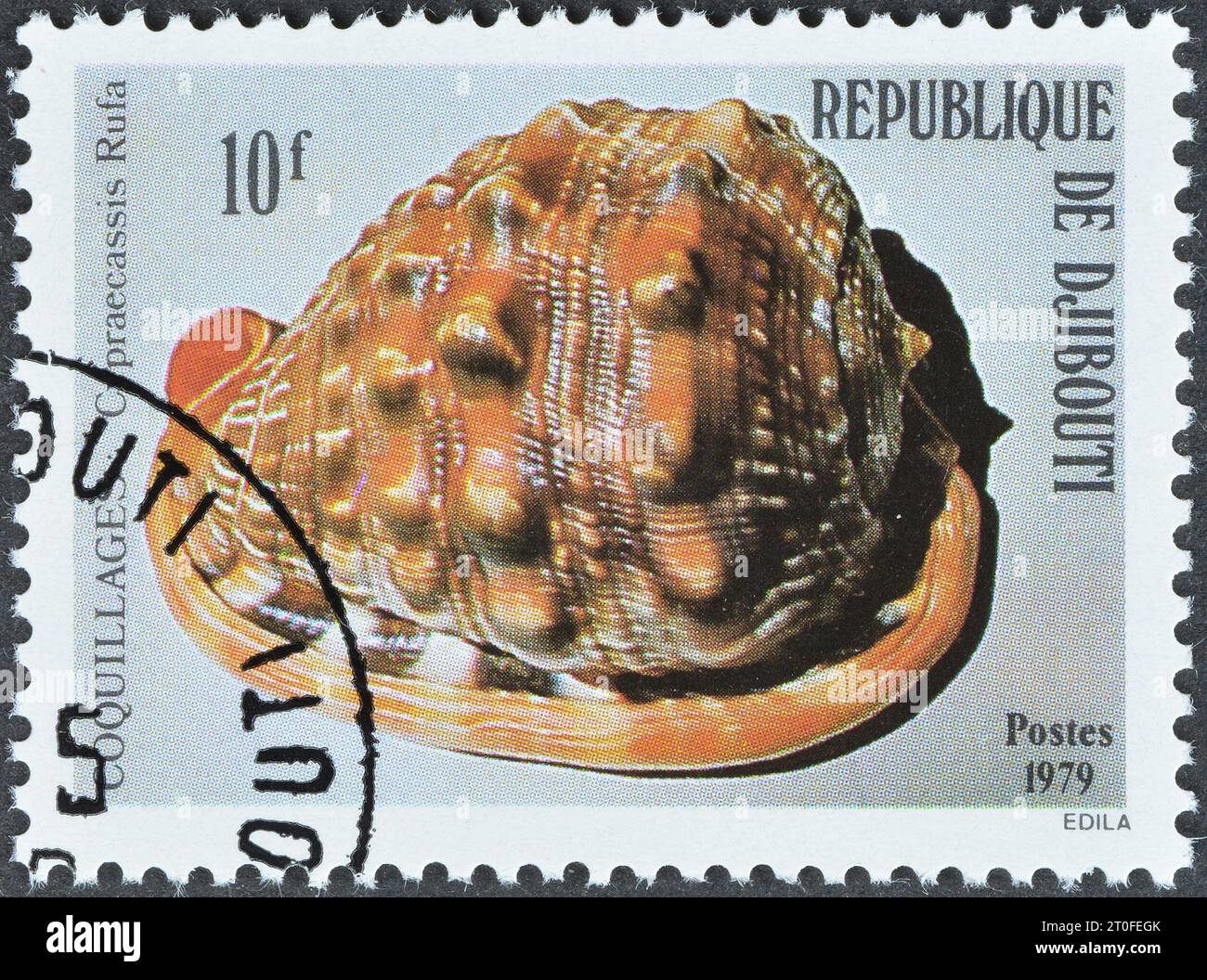 Cancelled postage stamp printed by Djibouti, that shows Red Helmet ...