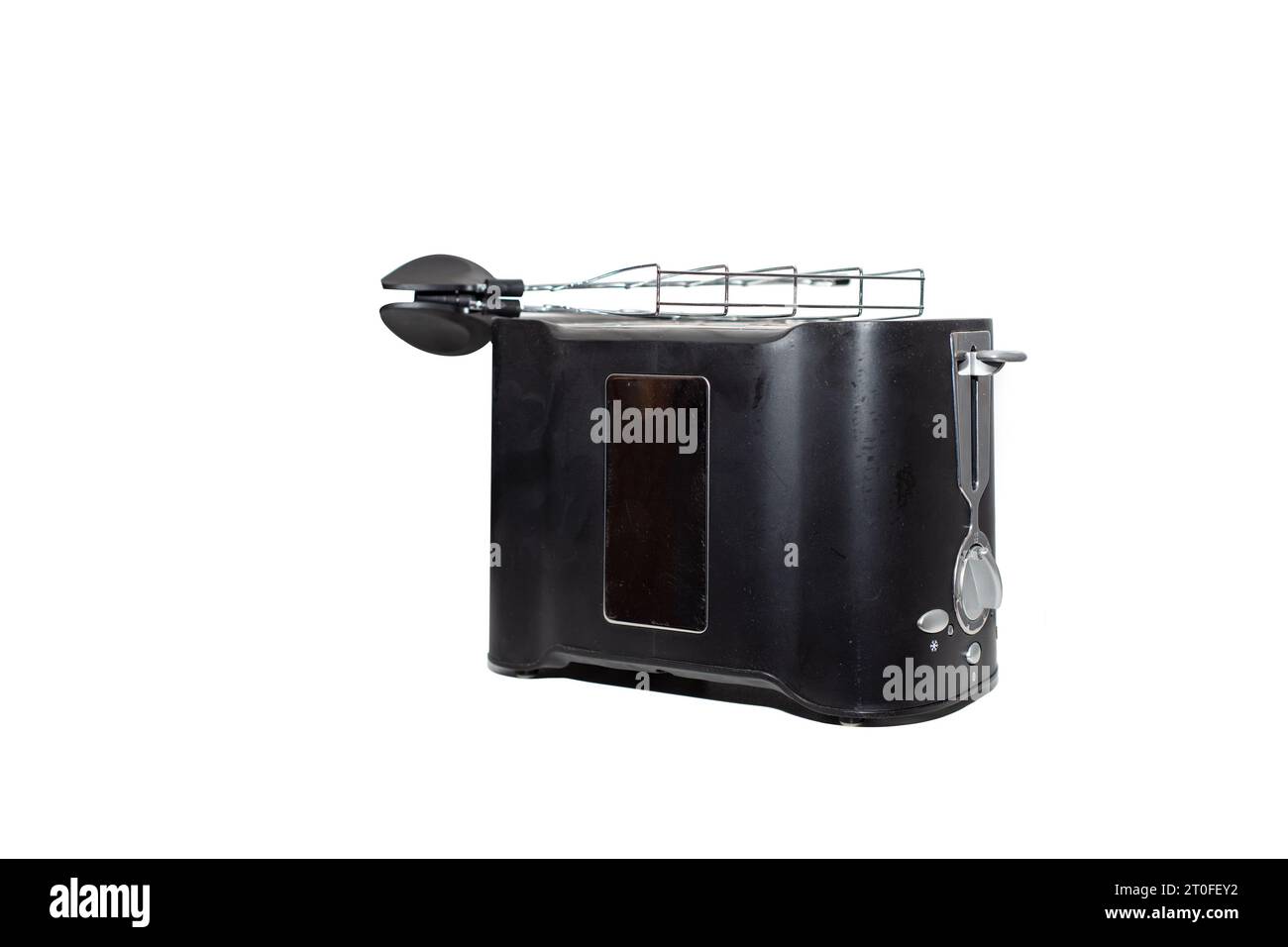 black toaster isolated on white background Stock Photo - Alamy