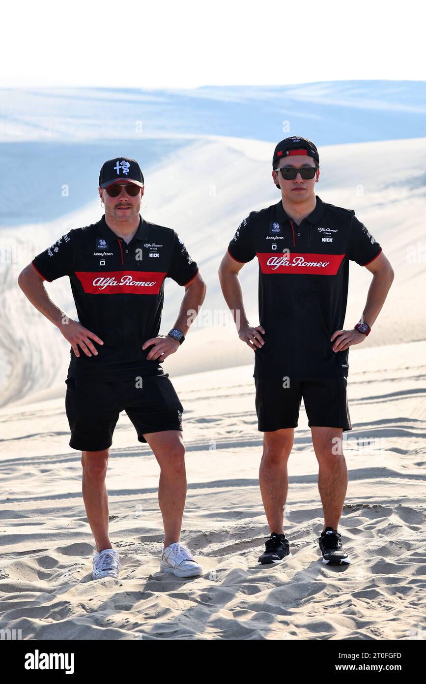 Doha, Qatar. 04th Oct, 2023. (L to R): Valtteri Bottas (FIN) Alfa Romeo ...