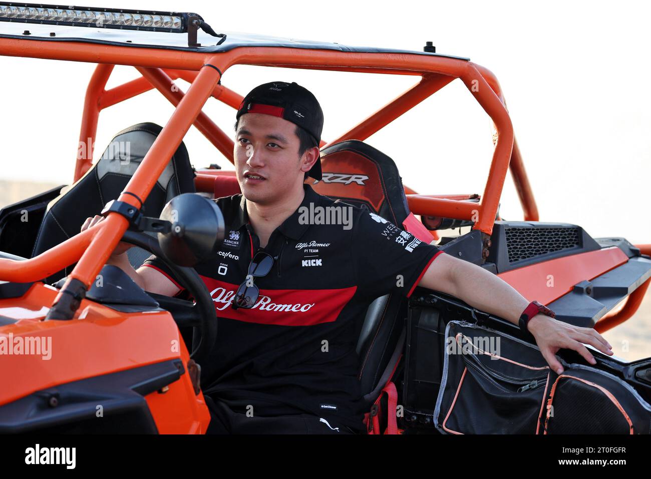 Doha, Qatar. 04th Oct, 2023. Zhou Guanyu (CHN) Alfa Romeo F1 Team - Desert Dune Buggy experience ...