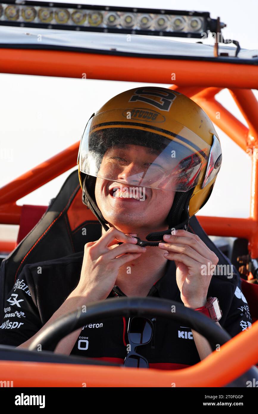 Doha, Qatar. 04th Oct, 2023. Zhou Guanyu (CHN) Alfa Romeo F1 Team - Desert Dune Buggy experience ...