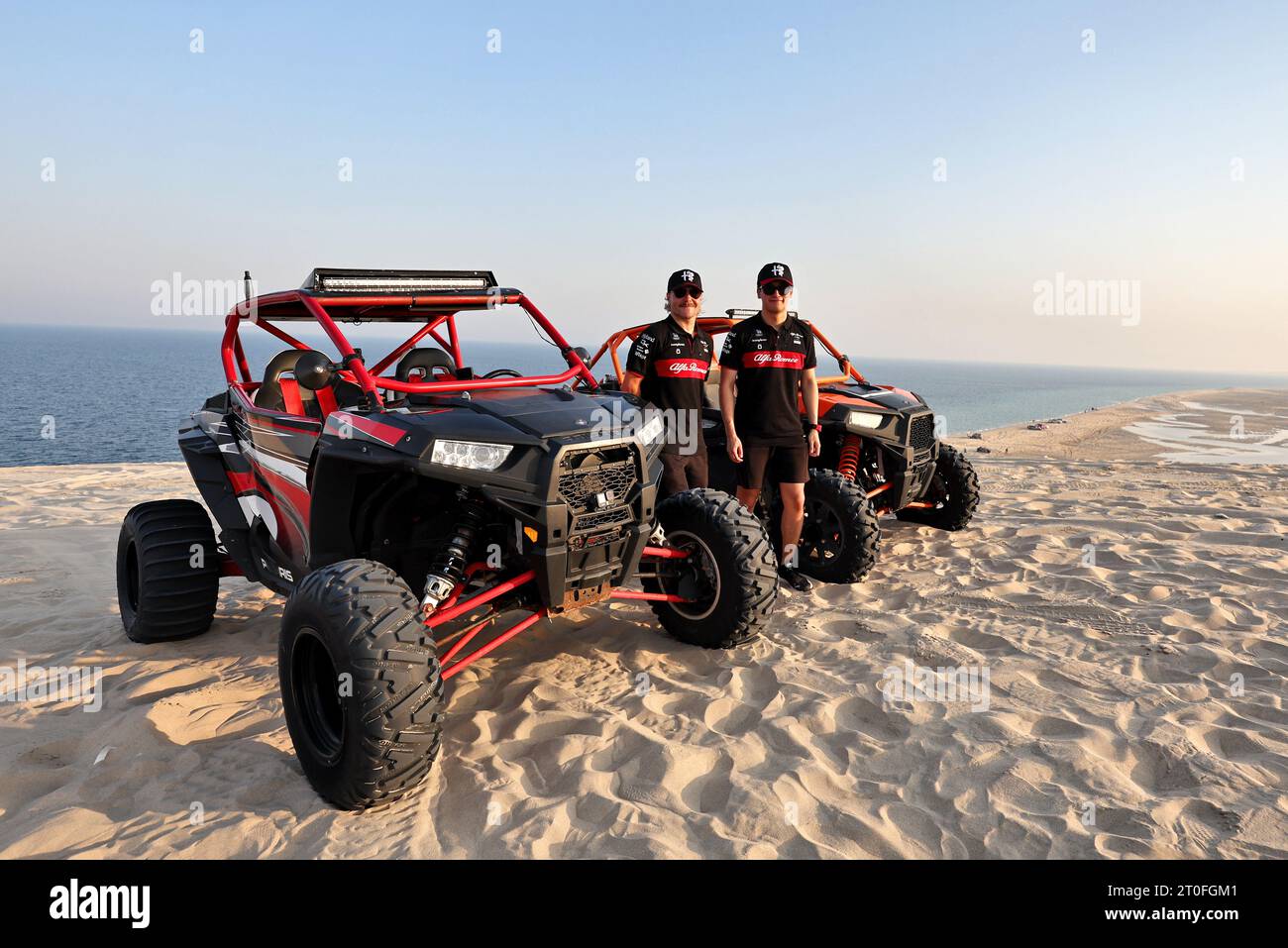 Doha, Qatar. 04th Oct, 2023. (L to R): Valtteri Bottas (FIN) Alfa Romeo ...