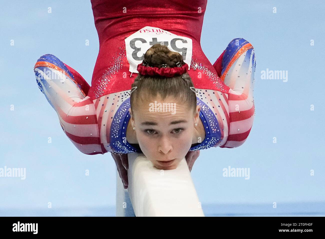 Netherland's Eythora Thorsdottir competes on the beam during the women ...