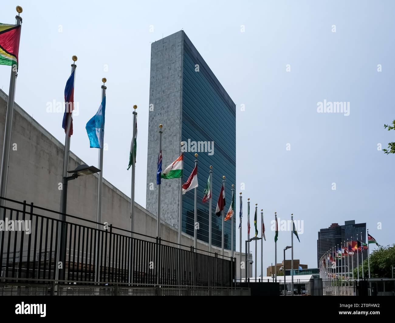 View of the United Nations Secretariat Building, a skyscraper at the headquarters of the United ...