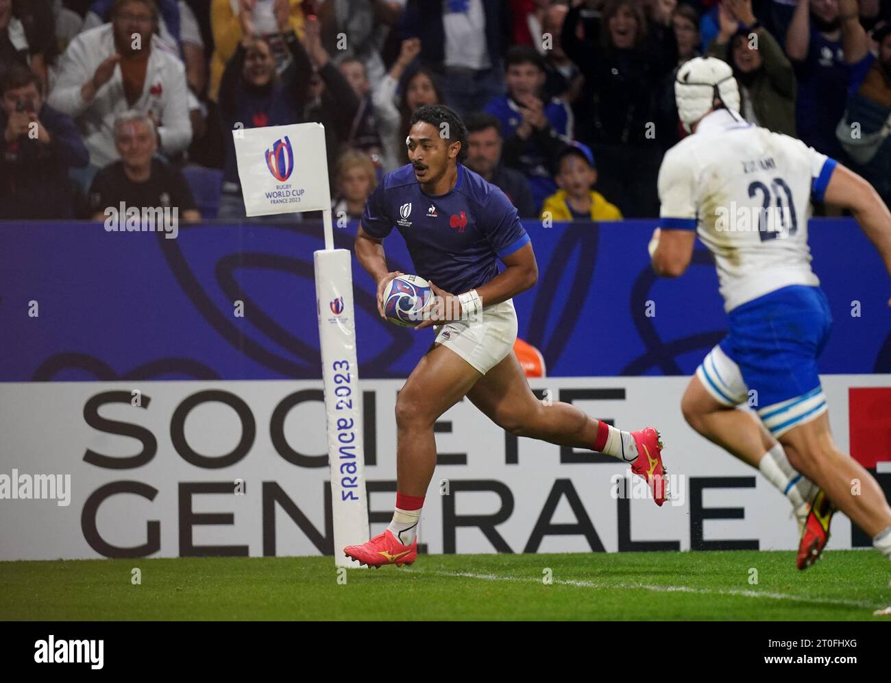 France's Yoram Moefana scores their side's seventh try during the Rugby ...