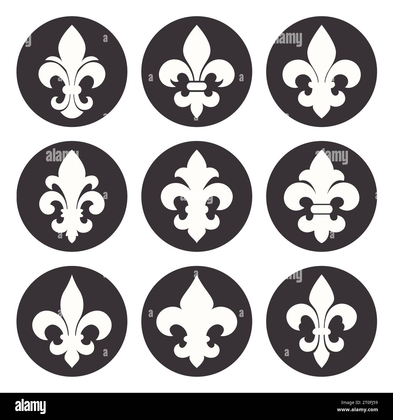 Fleur De Lis Set. Heraldic Lily Collection, Vector Illustration Stock ...