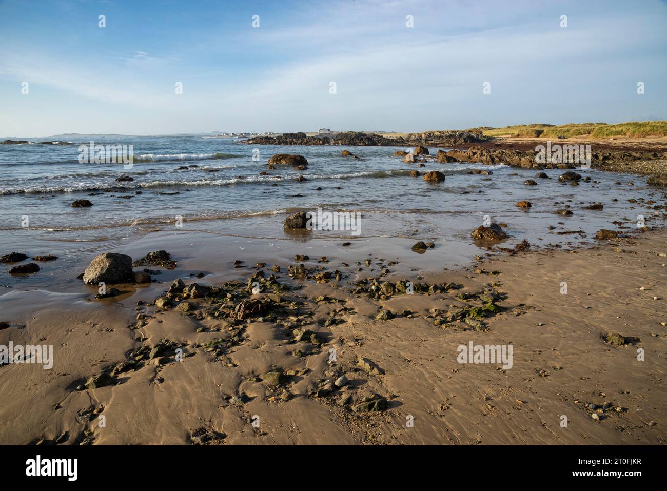Beautiful coastline of sandy beaches near Rhosneigr on the west coast ...
