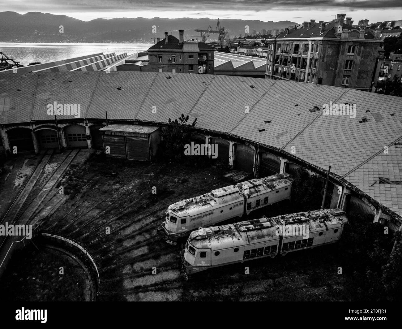 Two old engines on a turntable Stock Photo - Alamy