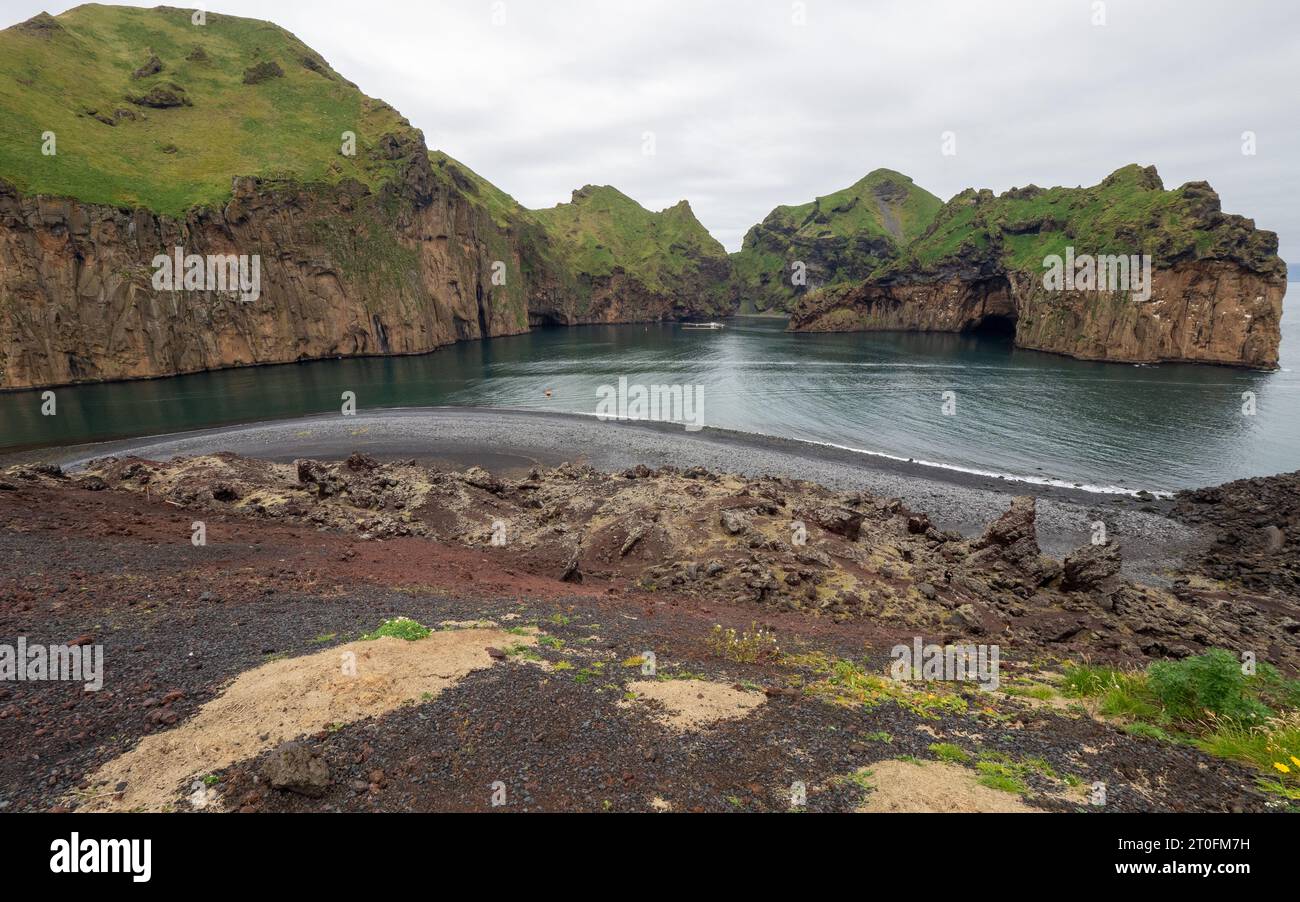 The harbour of Heimaey in Westman islands (Vestmannaeyjar), and Beluga ...