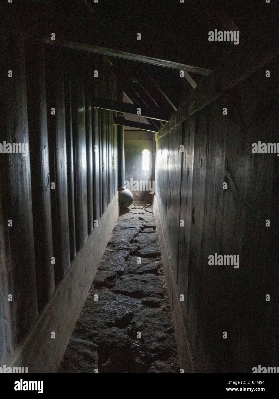 The inside of the double skinned church (Heimaey Stave Church) that was ...