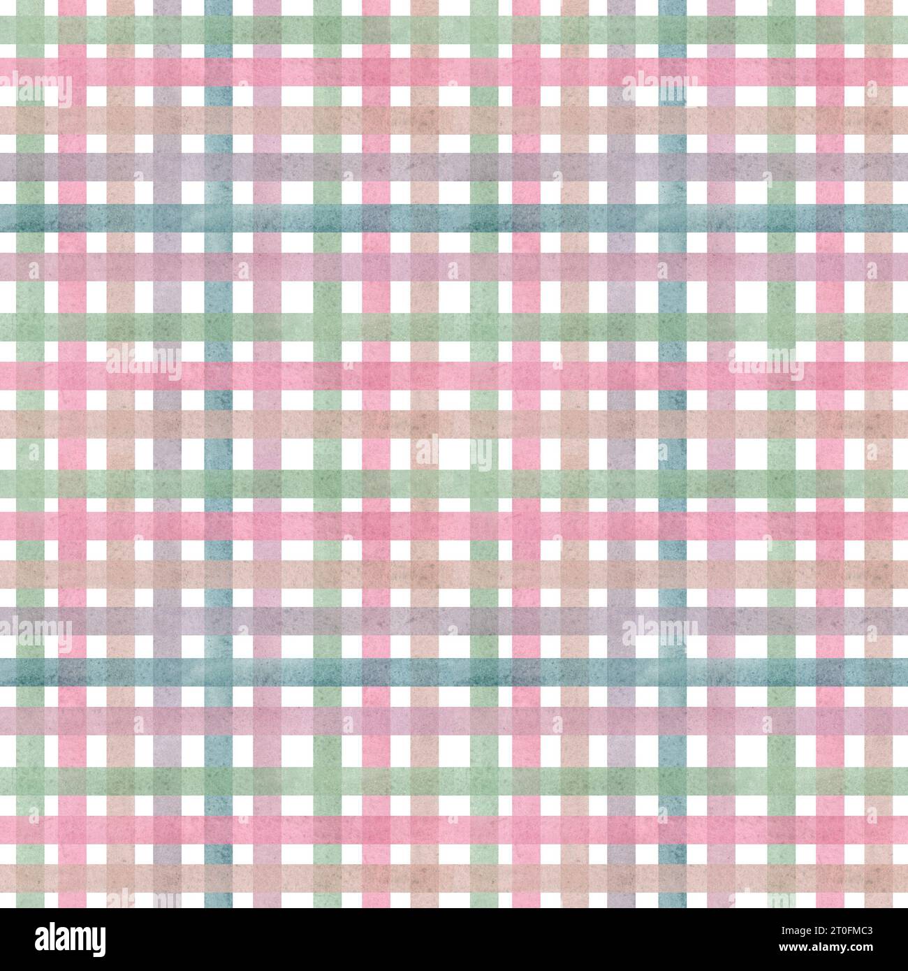 Watercolor seamless checkered pattern with rainbow stripes of pink ...