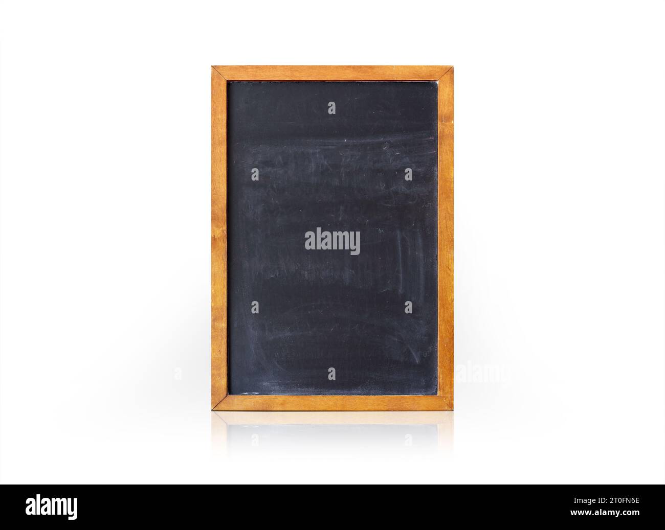 Isolated chalkboard picture frame. Well used black chalkboard in wood ...