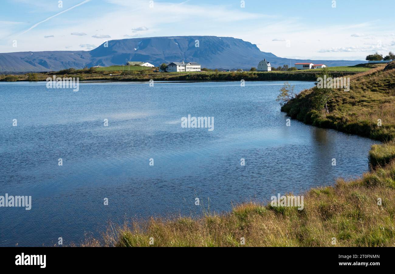 Rootless cone on the shore of Lake Mývatn, Iceland Stock Photo - Alamy