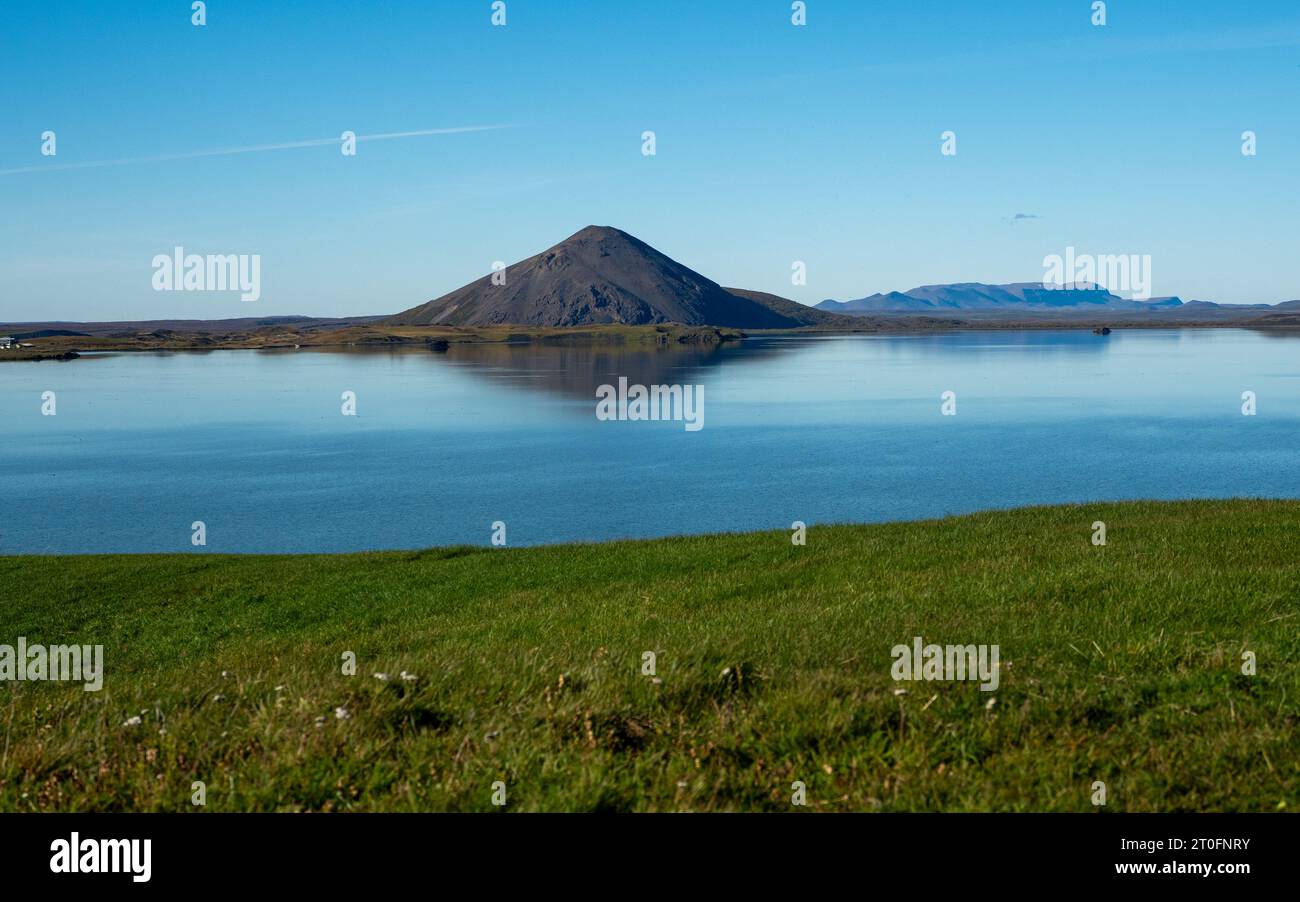 Rootless cone on the shore of Lake Mývatn, Iceland Stock Photo - Alamy