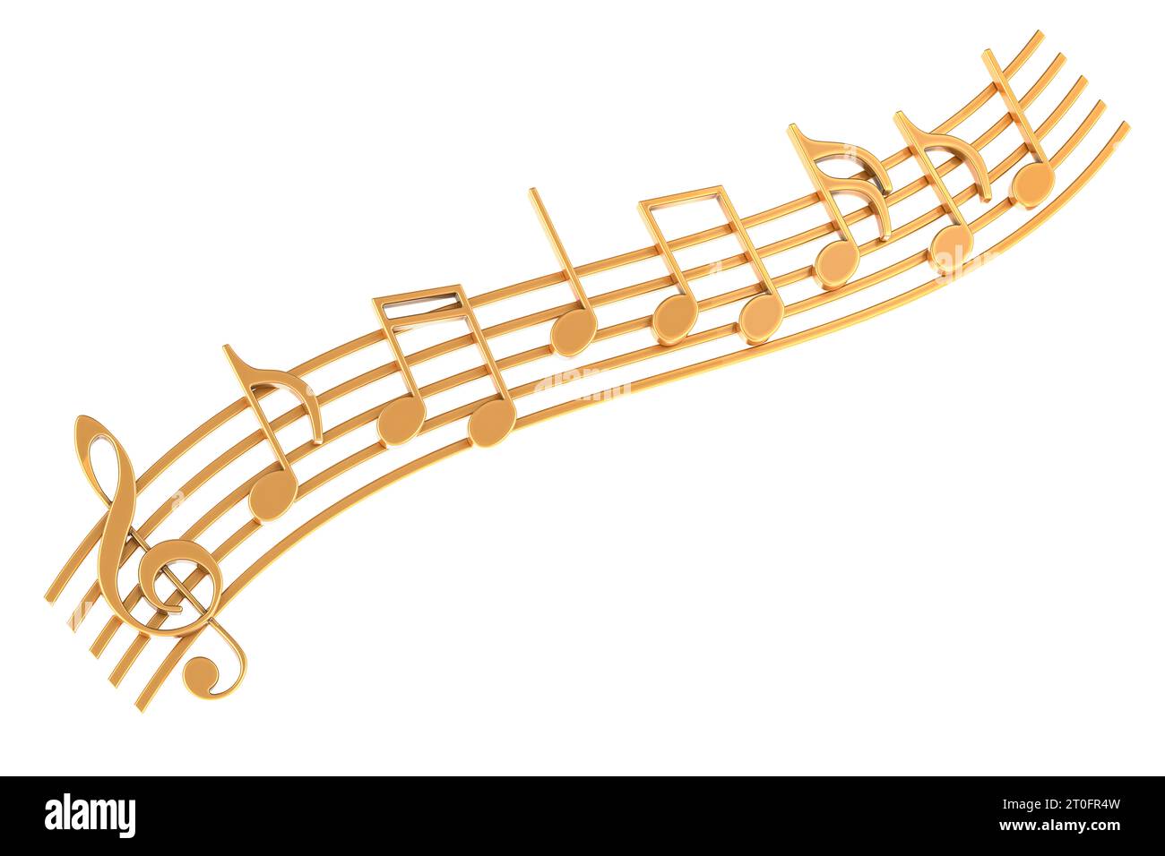 Golden Music Notes, 3D rendering isolated on white background Stock ...