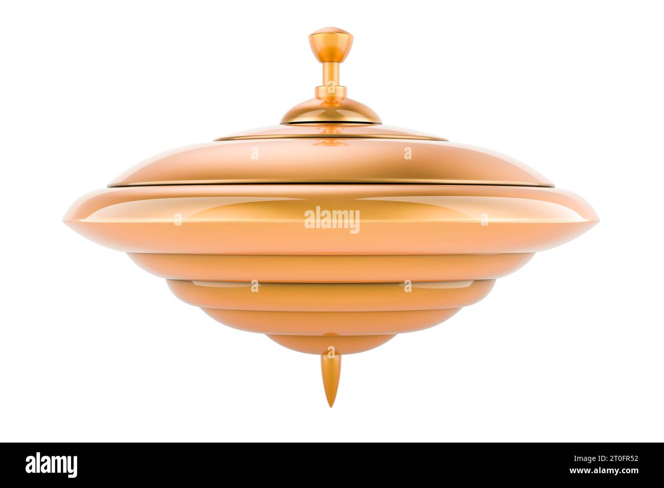 Golden Spinning Tin Top, 3D rendering isolated on white background ...