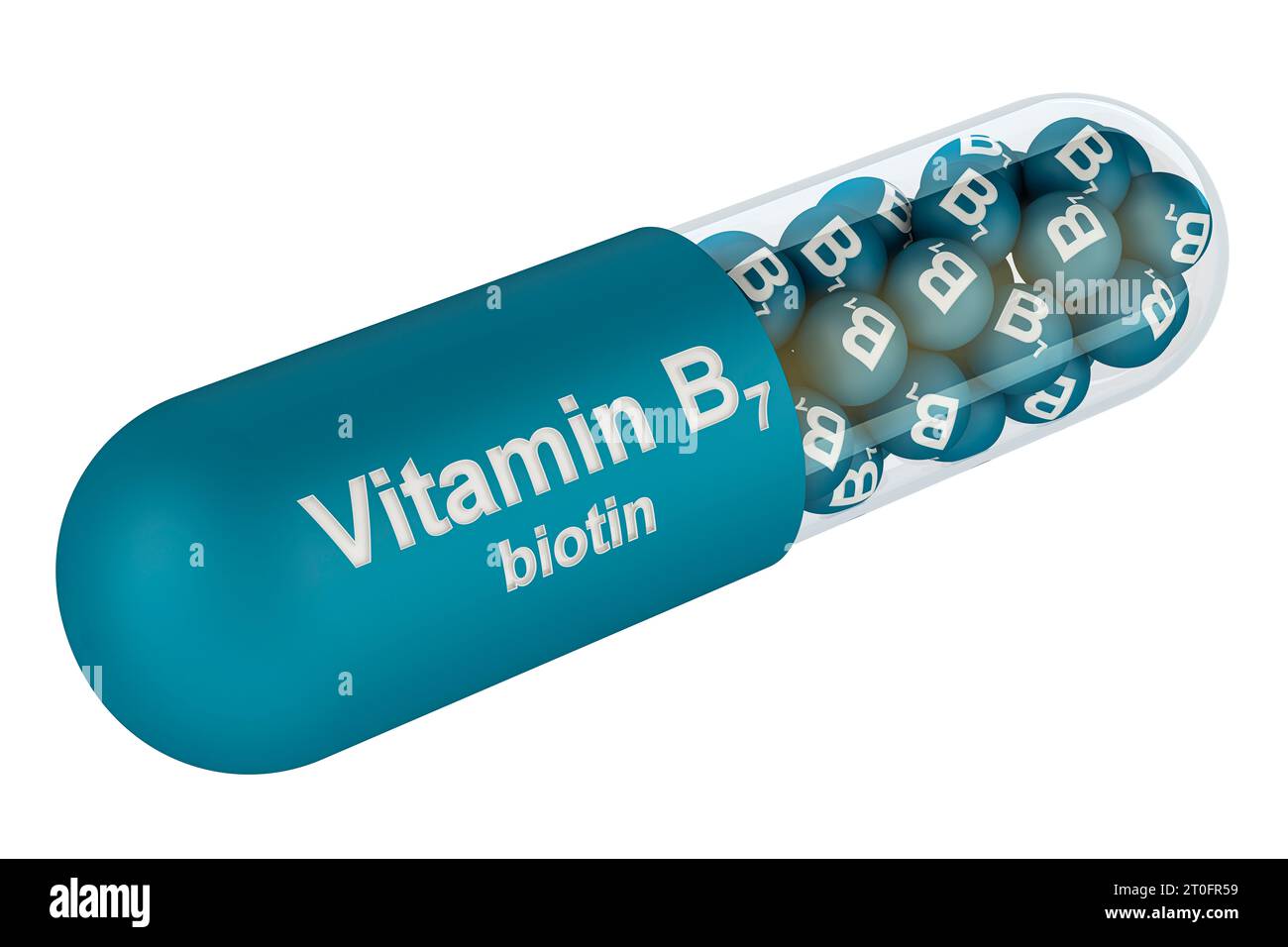 Vitamin Capsule B7, Biotin. 3D rendering isolated on white background ...