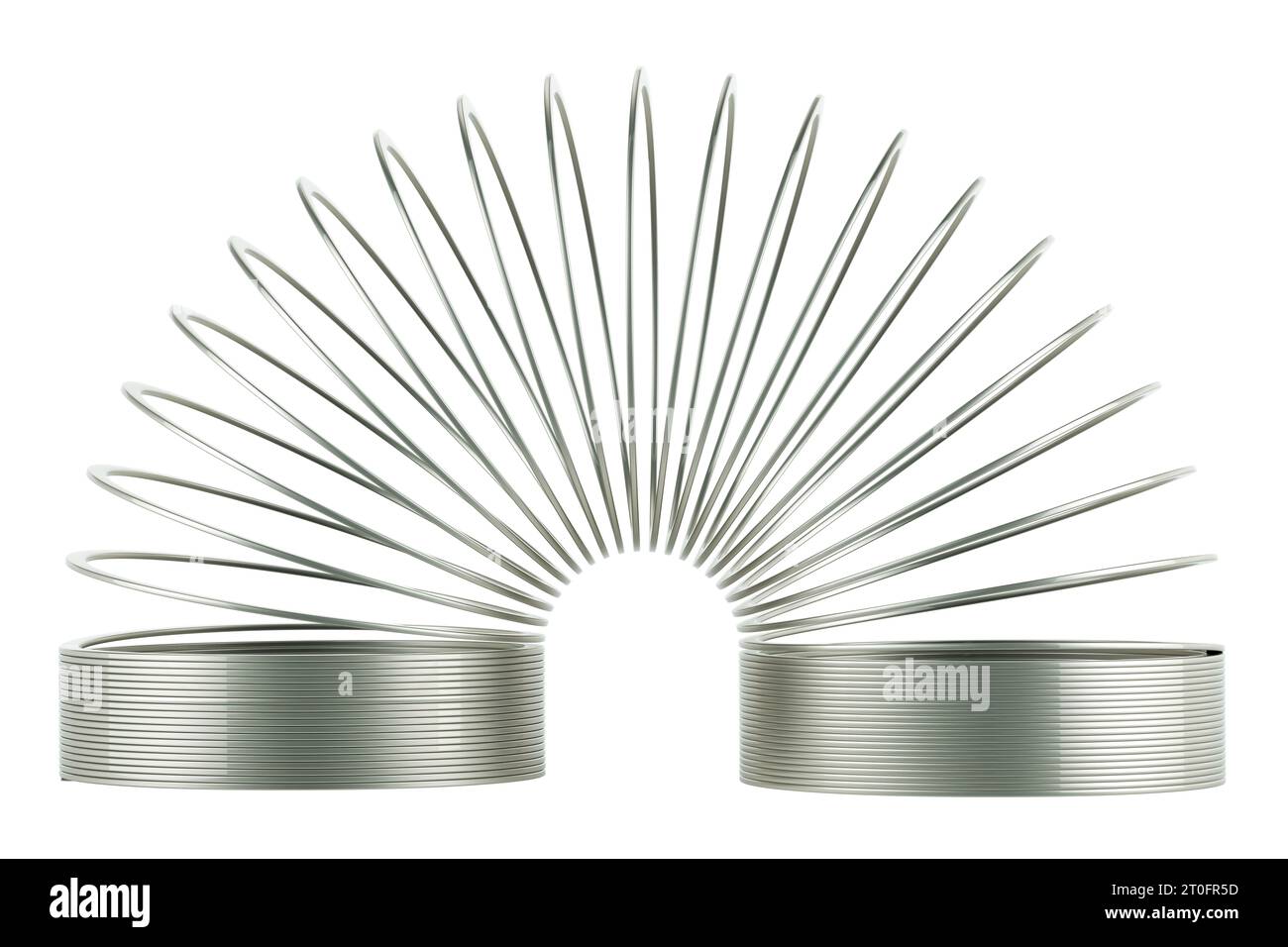 Metallic helical spring toy. 3D rendering isolated on white background ...