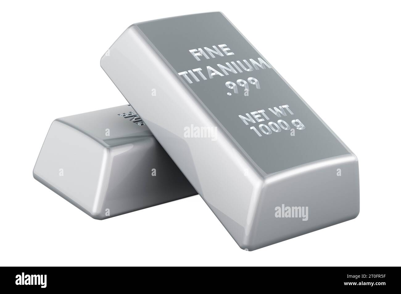 Titanium ingots, titanium bars. 3D rendering isolated on white ...