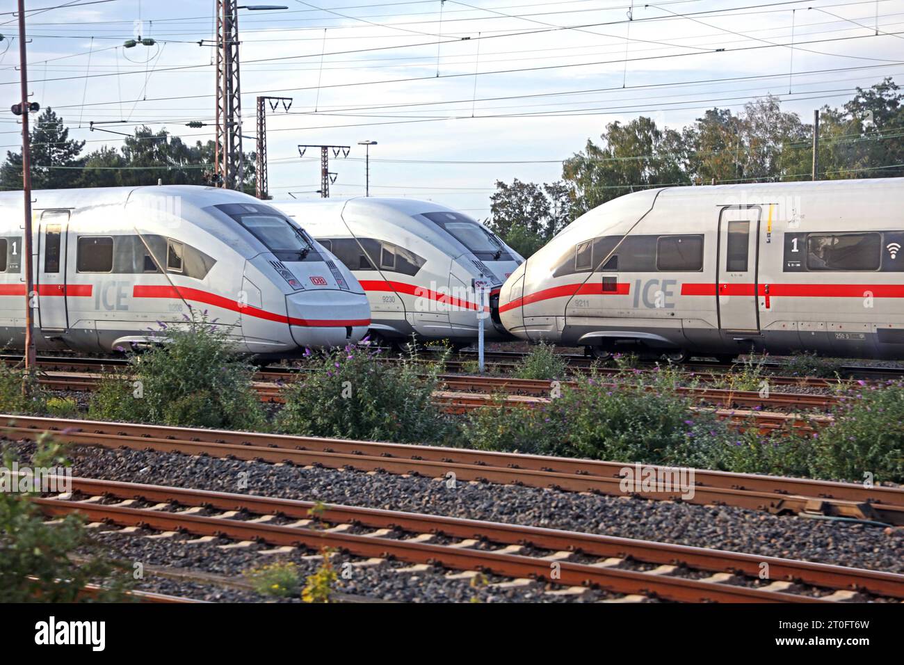 Moderne Fahrzeuge der Deutschen Bahn Mehrere ICE der neuen Baureihe 412 ...