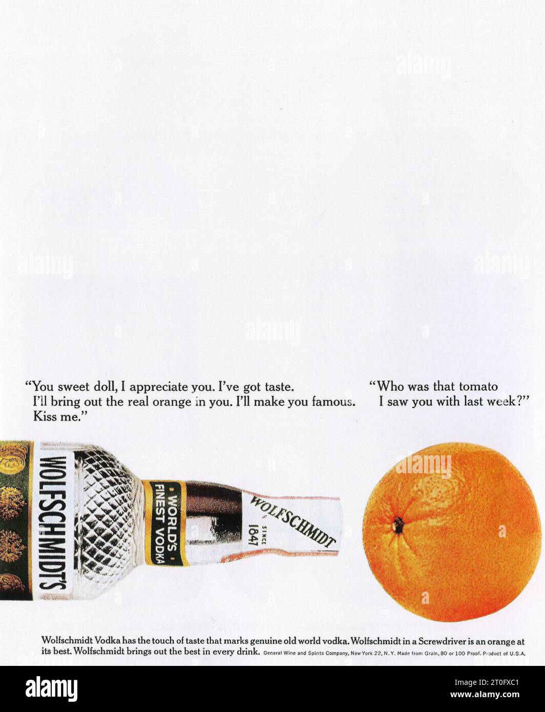 1961 Wolfschmidt's Vodka Orange ad by George Louis Stock Photo - Alamy