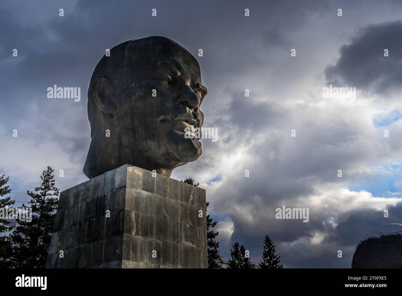 The giant monument of USSR leader Vladimir Lenin's head in the downtown ...