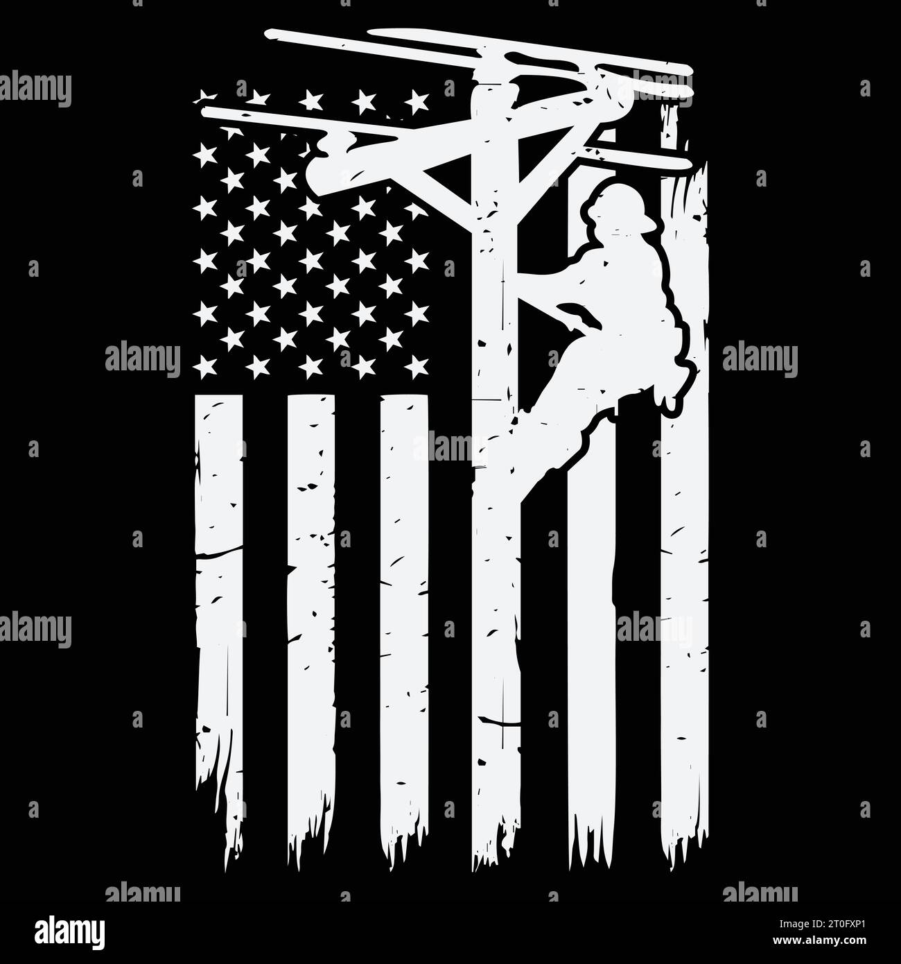 Distressed Patriotic Electric Cable Lineman Us Flag Gift T-shirt Stock ...