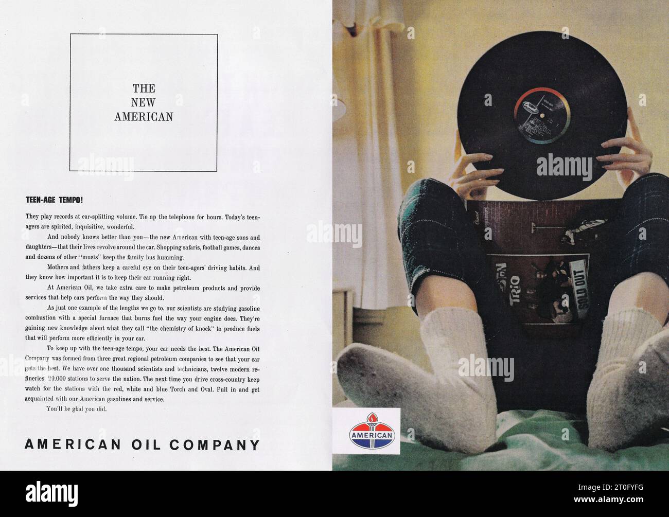 1960s American Oil Company ad Stock Photo - Alamy