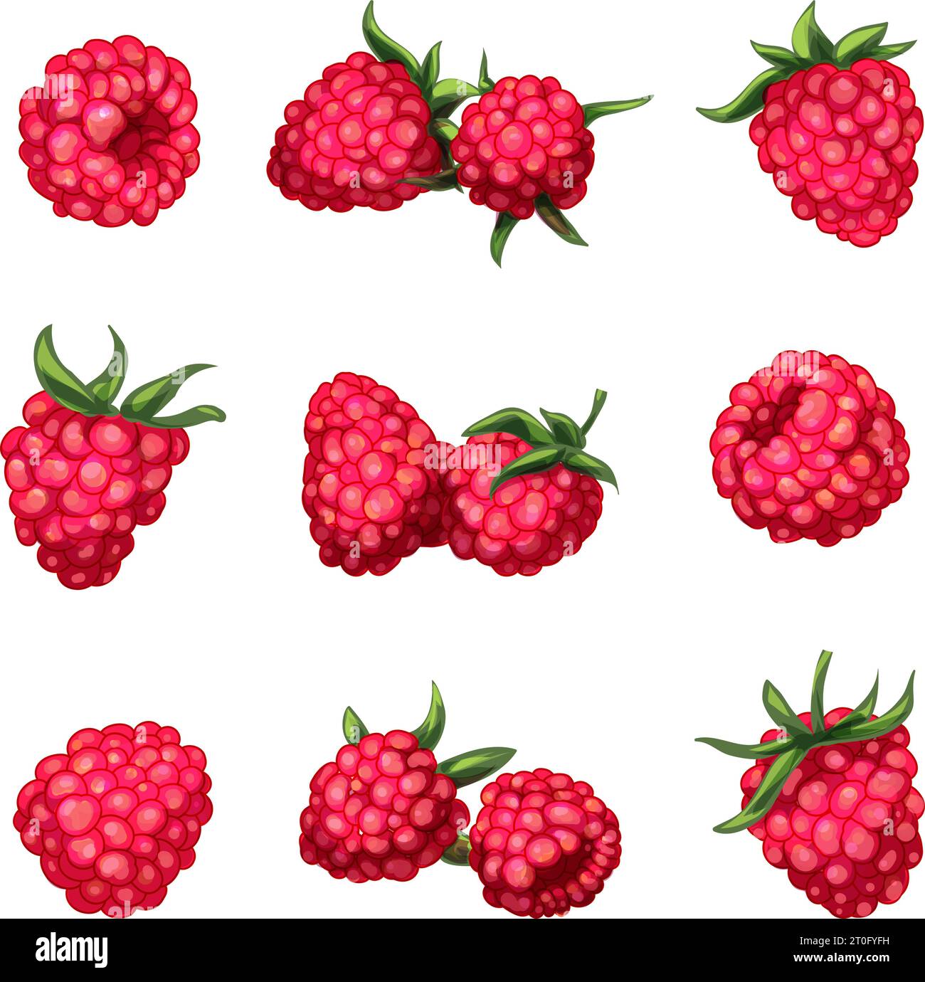 Raspberry icons set cartoon vector. Sweet food. Fruit jam Stock Vector ...