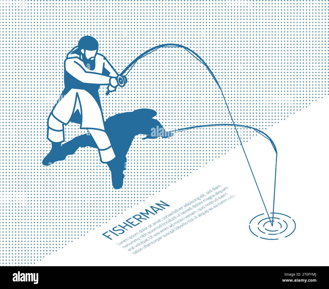 Fisherman in protective clothing with spinning rod during fish catching ...